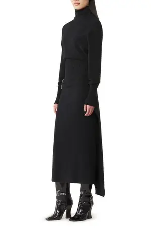 LANVIN Wool And Cashmere High Neck Midi Dress - Black