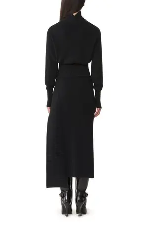 LANVIN Wool And Cashmere High Neck Midi Dress - Black