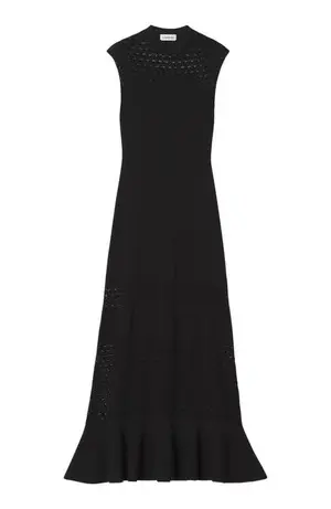 LANVIN Lace Detail Viscose Dress - Black