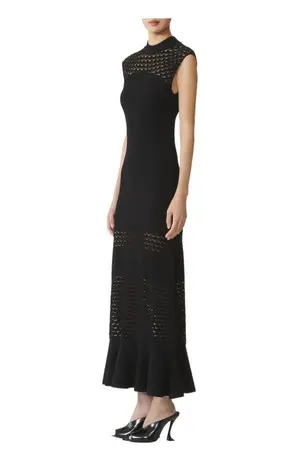 LANVIN Lace Detail Viscose Dress - Black