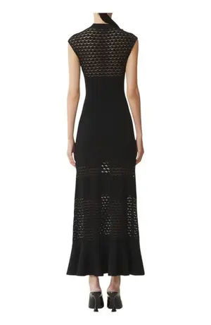 LANVIN Lace Detail Viscose Dress - Black
