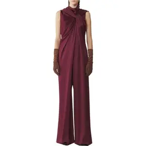 LANVIN Long Satin Jumpsuit With Knot Detail - Bacchus