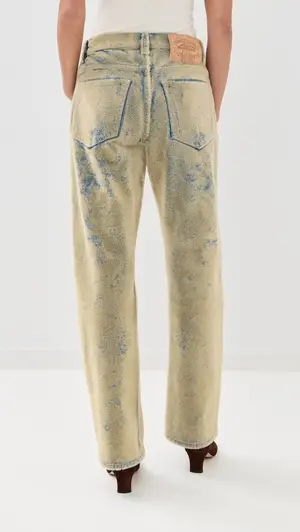 Acne Studios Loose-fit Flocked Denim - Blue/beige