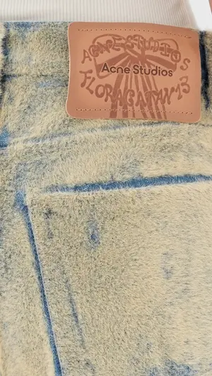 Acne Studios Loose-fit Flocked Denim - Blue/beige
