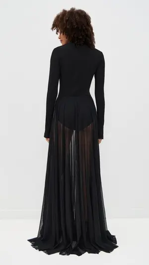Norma Kamali Long Sleeve Turtleneck Flared Gown