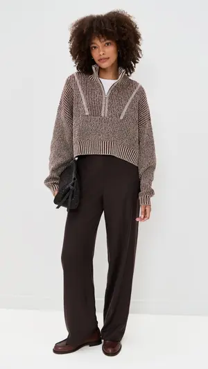 Staud Cropped Hampton Sweater - Bisque