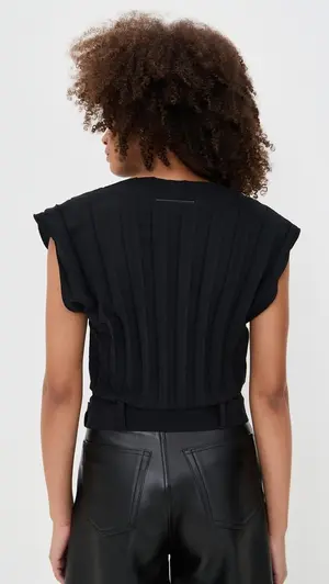 MAISON MARGIELA Pleated Cap Sleeve Top