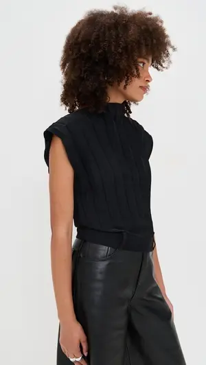 MAISON MARGIELA Pleated Cap Sleeve Top