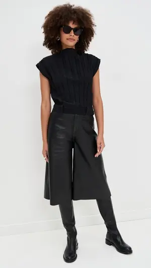 MAISON MARGIELA Pleated Cap Sleeve Top