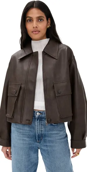 Pixie Market Patch Pocket Faux Leather Jacket