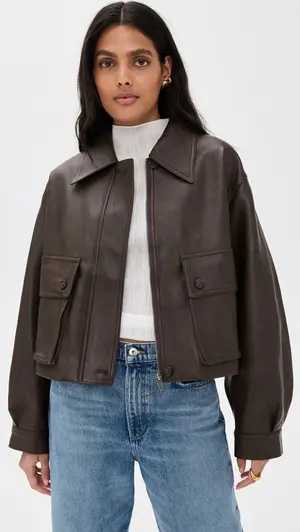 Pixie Market Patch Pocket Faux Leather Jacket
