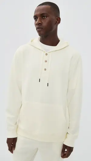 Onia Waffle Half Button Hoodie
