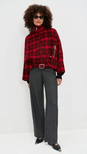MEIMEIJ Checkered Oversized Blouson Bomber