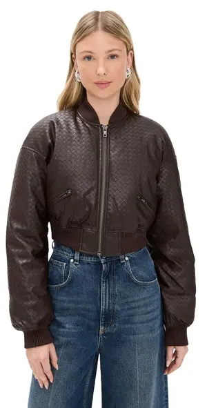 ROTATE BY BIRGER CHRISTENSEN Cropped Faux Leather Puffer Jacket