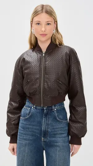 ROTATE BY BIRGER CHRISTENSEN Cropped Faux Leather Puffer Jacket