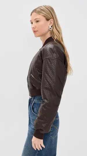ROTATE BY BIRGER CHRISTENSEN Cropped Faux Leather Puffer Jacket