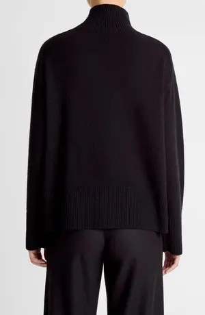 Vince Wool & Cashmere Mock Neck Tunic Sweater - Black