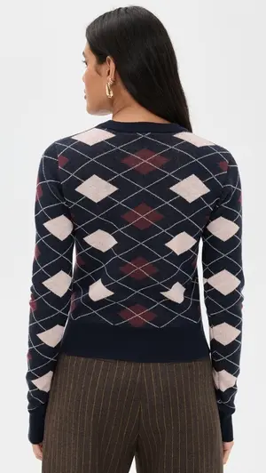 FAVORITE DAUGHTER The Henry Merino Wool Argyle Sweater - Navy Argyle