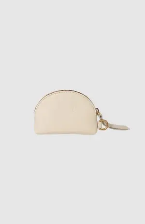 TAH Half Moon Leather Coin Pouch - Bone