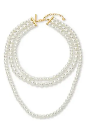 Lele Sadoughi Triple Strand Faux Necklace - Pearl