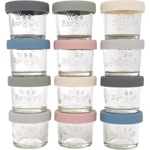 WEESPROUT Glass Baby Food Storage Jars With Silicone Lids - Matte Variety