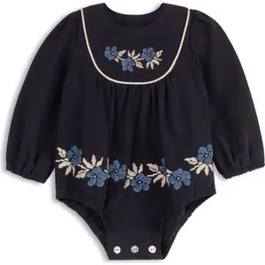 ELY'S & CO. Loom Stitch Embroidered Wool Romper
