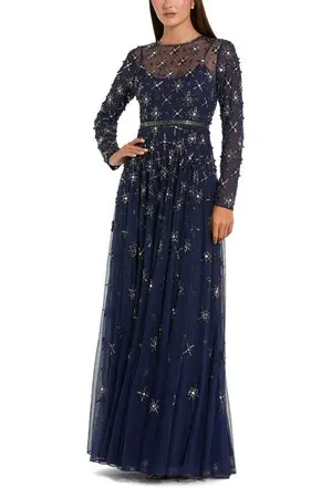 Mac Duggal Crystal Embellished Evening Gown