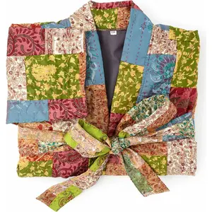 UNCOMMON GOODS Repurposed Silk Sari Kantha Robe