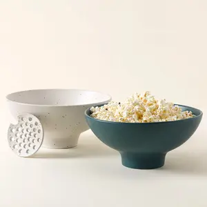 UNCOMMON GOODS The Popcorn Bowl With Kernel Sifter - Speckled White