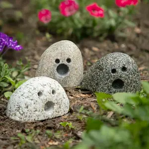UNCOMMON GOODS Garden Ghosts- Set Of 3 Sea Stones - Gray/beige/black