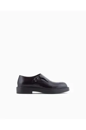Emporio Armani Brushed Leather Monkstraps - Natural