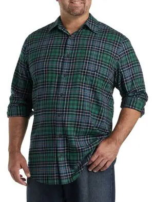 NAUTICA Big & Tall Plaid Sport Shirt - Navy