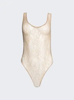Wardrobe.NYC Lace Tank Bodysuit - Khaki
