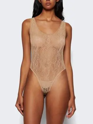 Wardrobe.NYC Lace Tank Bodysuit - Khaki