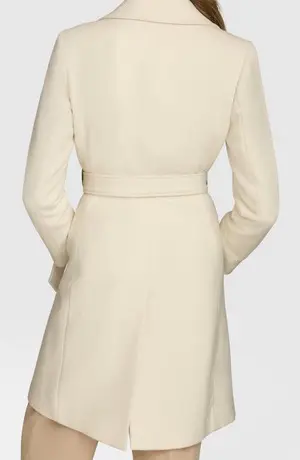Donna Karan New York Belted Wool-blend Coat - Ivory