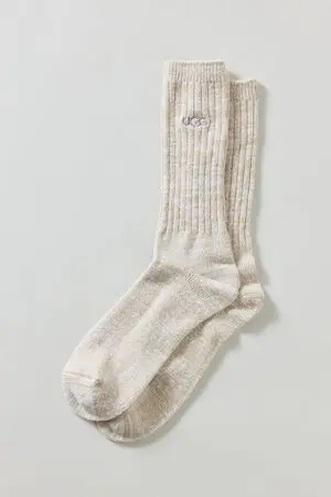 UGG Trey Ribbed Knit Crew Sock - White Pepper