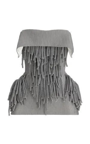 Maticevski Utility Fringed Strapless Peplum Top