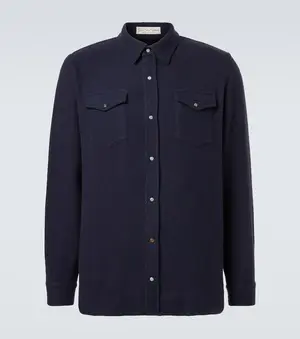 GOD'S TRUE CASHMERE Cashmere Shirt With Emerald Blue
