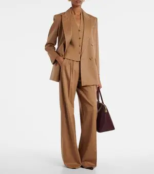 Max Mara Madre Paneled Wool-blend And Satin Vest - Beige