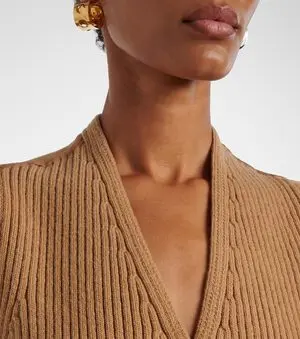 Max Mara Madre Paneled Wool-blend And Satin Vest - Beige