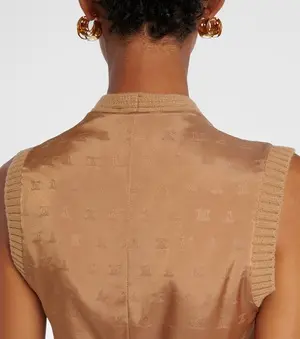 Max Mara Madre Paneled Wool-blend And Satin Vest - Beige