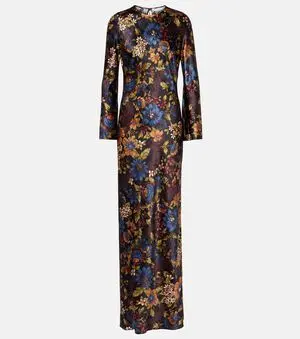 Veronica Beard Gemma Floral Silk-Blend Maxi Dress Black