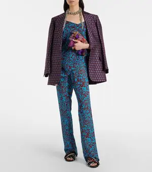 Dries Van Noten Printed Wide-leg Pants - Blue