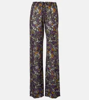 Dries Van Noten Printed Wide-leg Trousers - Purple