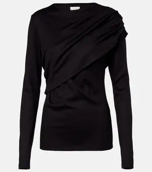 Isabel Marant Étoile Asna Draped Virgin Wool Top - Black