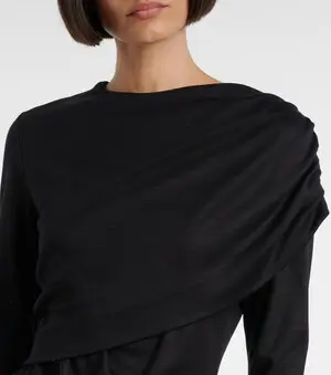 Isabel Marant Étoile Asna Draped Virgin Wool Top - Black