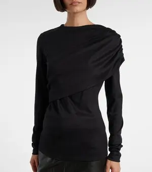 Isabel Marant Étoile Asna Draped Virgin Wool Top - Black