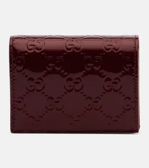 Gucci Gg Emblem Patent Leather Wallet - Burgundy