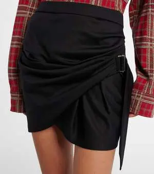 Isabel Marant Étoile Rosaria Draped Virgin Wool Mini Skirt