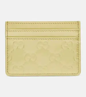 Gucci Gg Emblem Leather Card Holder - Green